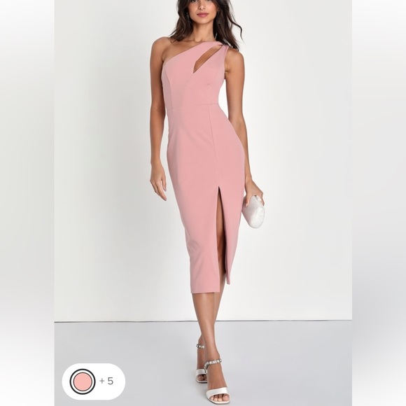 Lulus | Dresses | Lulus Cocktail Club Blush Pink Oneshoulder Midi Dress | Poshmark
